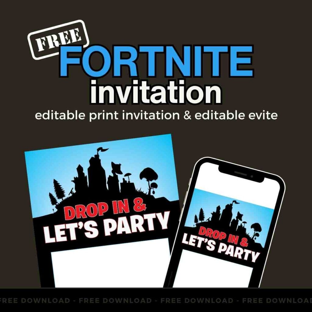Free Fortnite Invitations: Template For Print And Evite