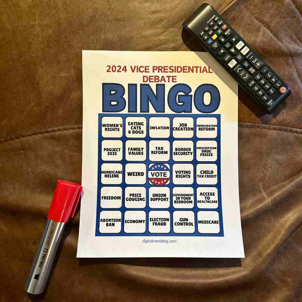 2024 Vice Presidential Debate Bingo Card: Make Politics Fun!